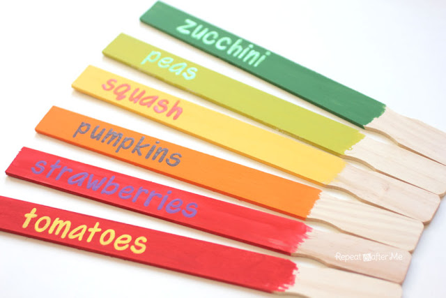 Paint Mixing Stick Garden Signs - Repeat Crafter Me
