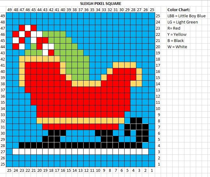 Crochet Sleigh Pixel Square - Repeat Crafter Me