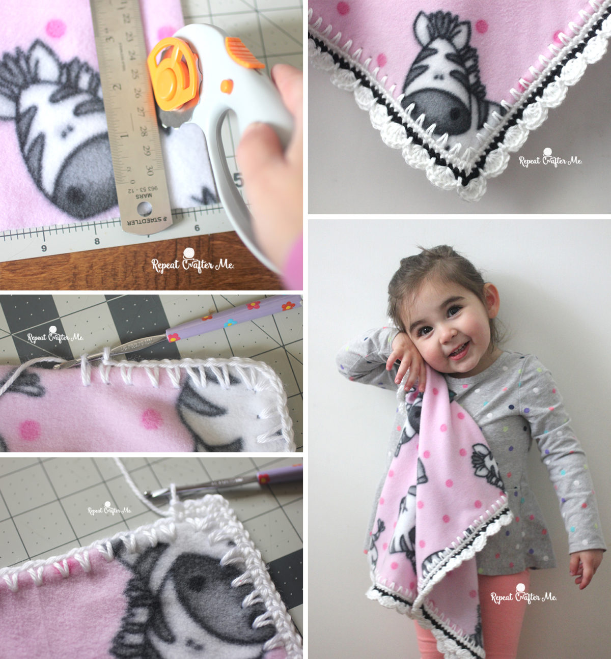 How to Crochet Around Fleece Fabric with the Skip Stitch Blade - Repeat ...