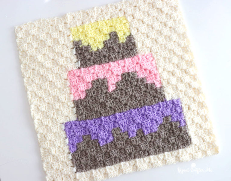 Cake Crochet C2C Square - Repeat Crafter Me