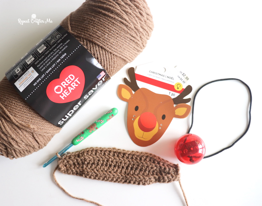 Crochet Rudolph Light Up Face Mask - Repeat Crafter Me