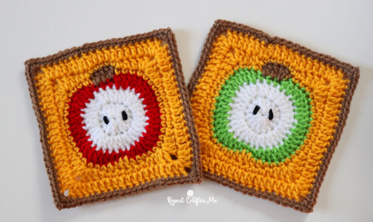 Apple Crochet Granny Square - Repeat Crafter Me
