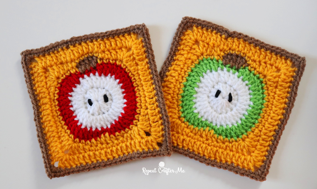 Apple Crochet Granny Square - Repeat Crafter Me