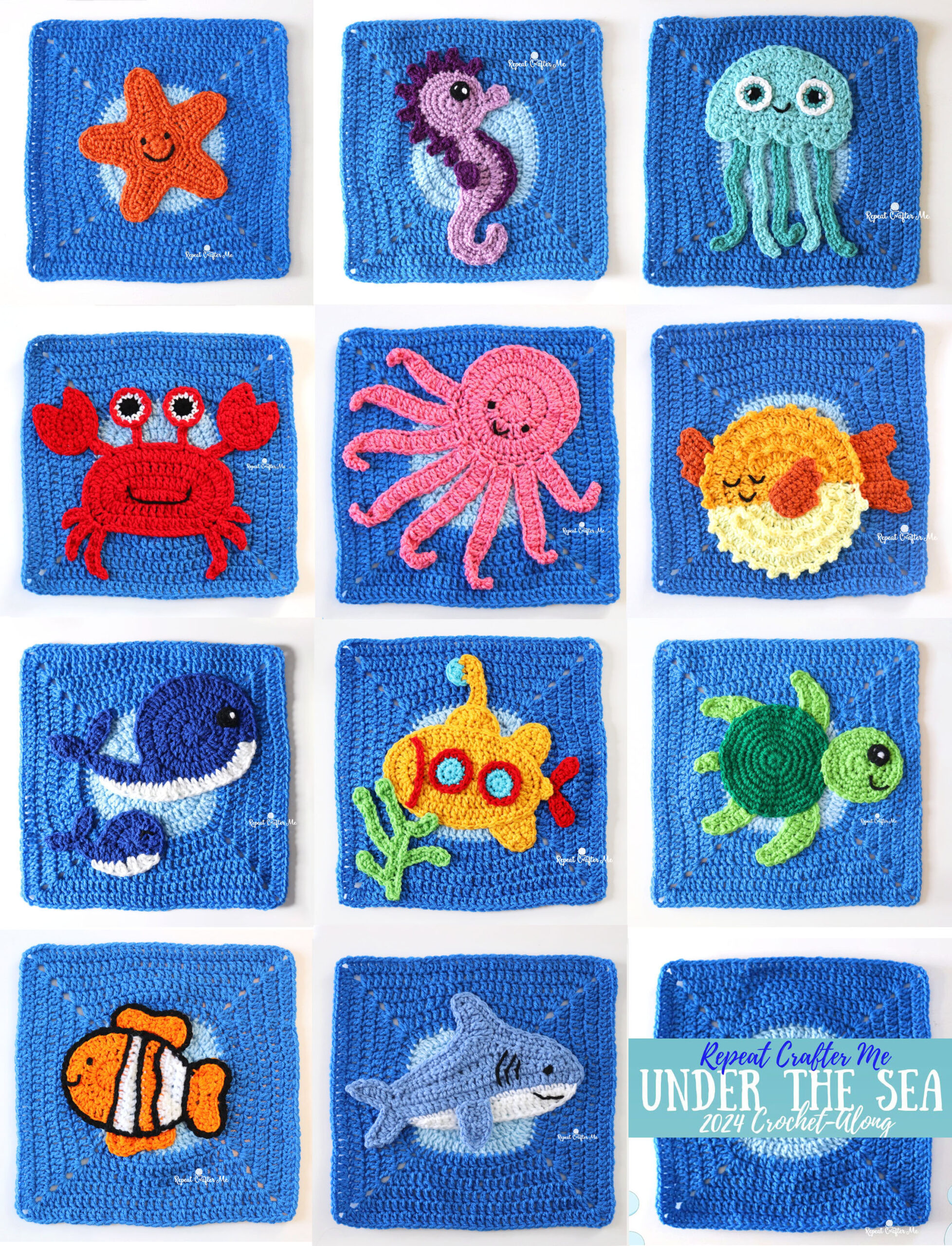 Crochet Shark – Under the Sea Cal Square 11 - Repeat Crafter Me