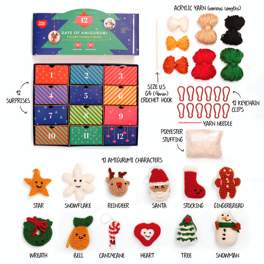 Red Heart Crochet Amigurumi Advent Calendar Patterns and Kit Giveaway ...