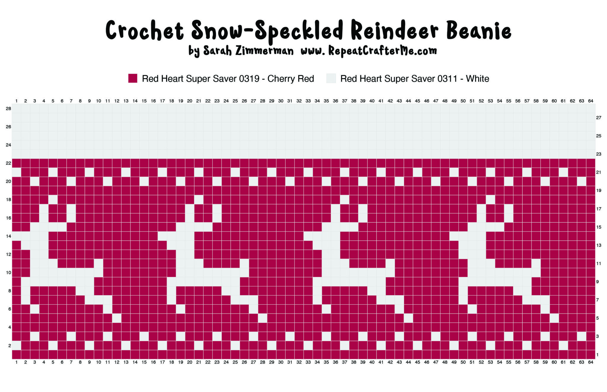 Crochet Snow-Speckled Reindeer Beanie - Repeat Crafter Me