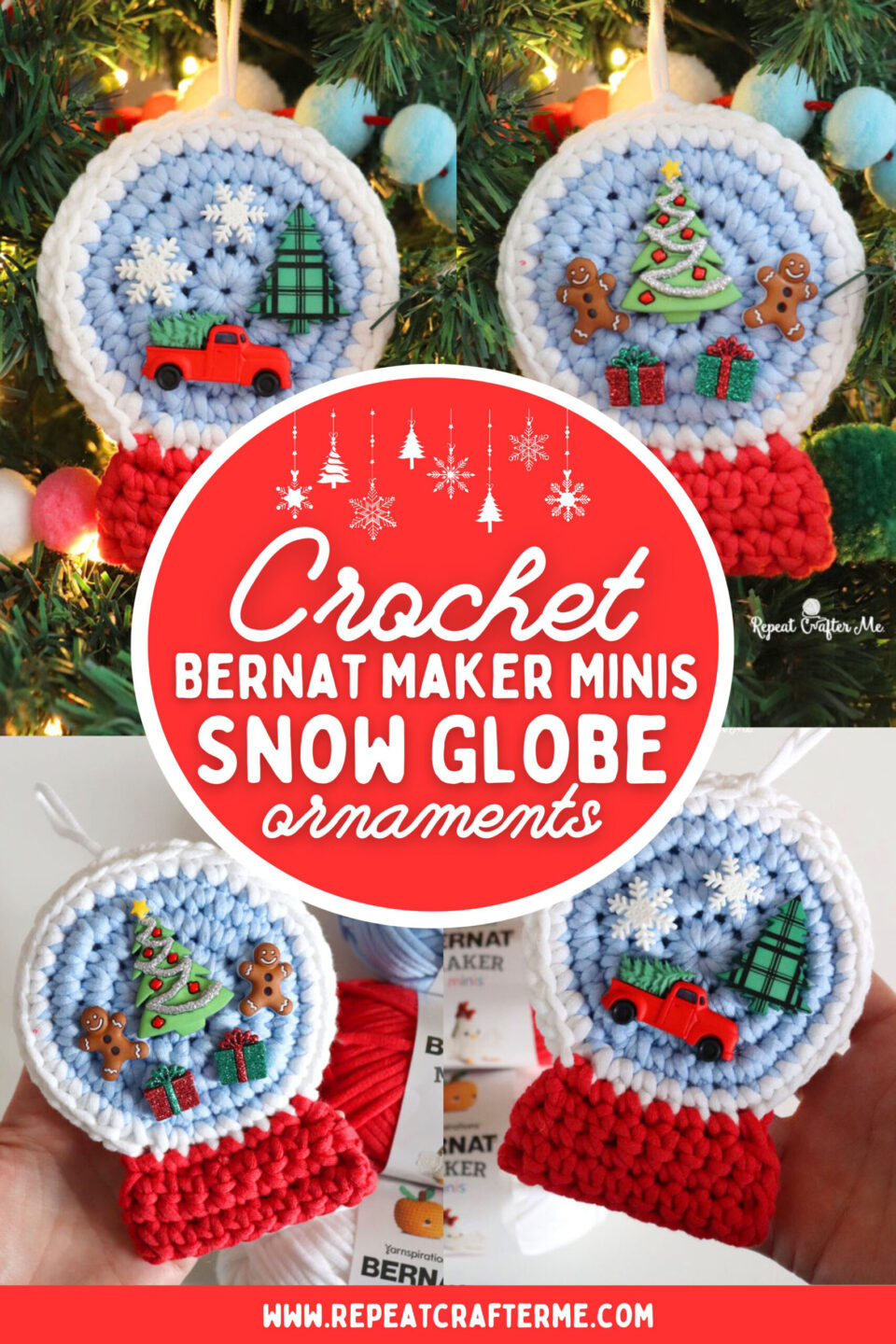 Bernat Maker Minis Snow Globe Ornaments - Repeat Crafter Me