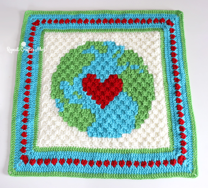 Love the Earth Crochet C2C Blanket for Earth Day - Repeat Crafter Me