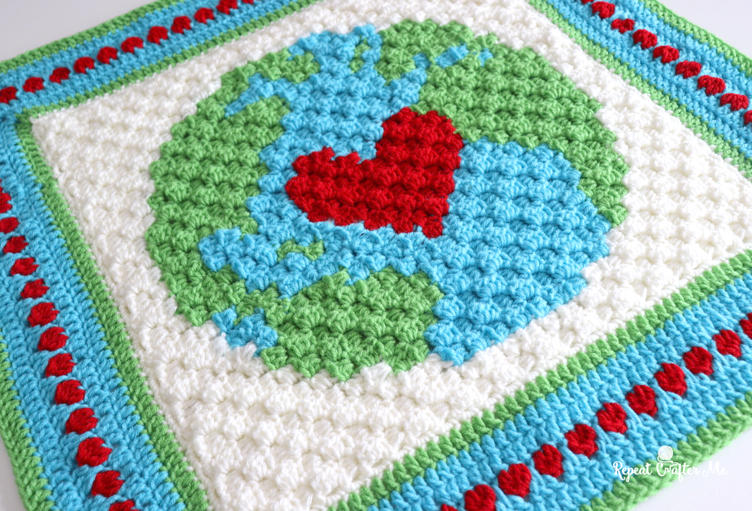 Love the Earth Crochet C2C Blanket for Earth Day - Repeat Crafter Me