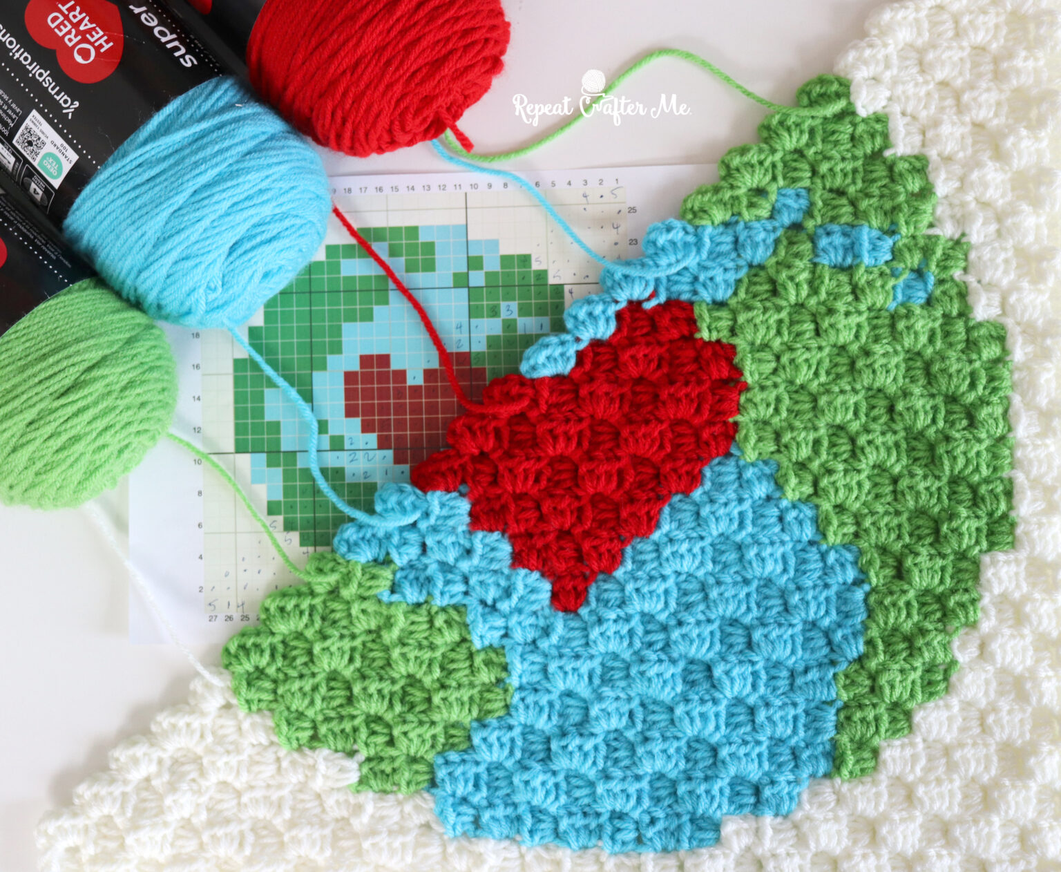 Love Earth Corner-to-Corner Crochet Square - Repeat Crafter Me