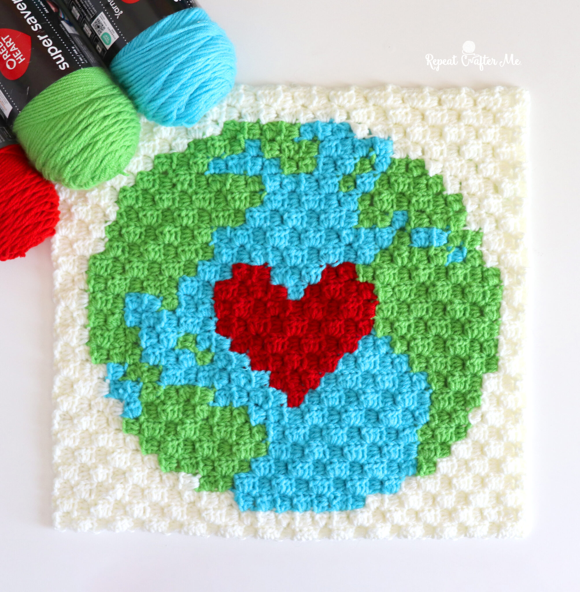 Love the Earth Crochet C2C Blanket for Earth Day - Repeat Crafter Me