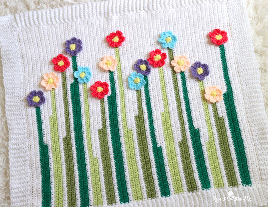 Flower Fields Crochet Blanket - Repeat Crafter Me