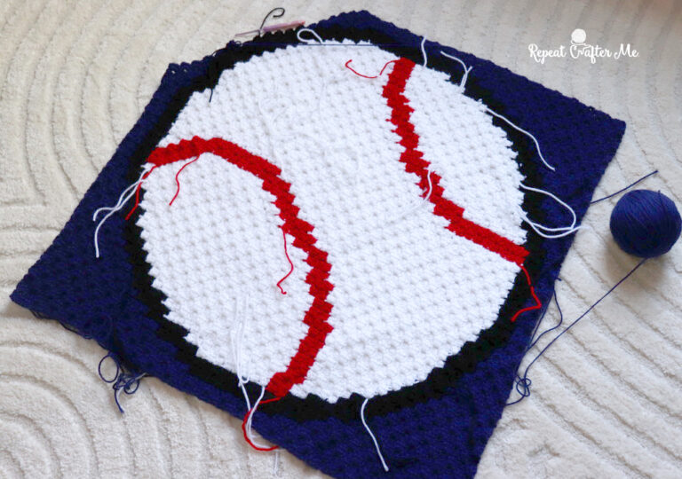 Crochet Corner-to-Corner Baseball Blanket - Repeat Crafter Me
