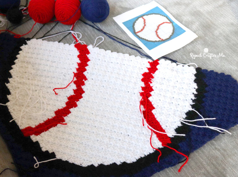 Crochet Corner-to-Corner Baseball Blanket - Repeat Crafter Me