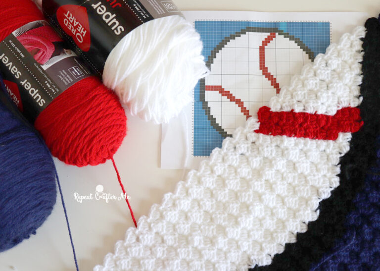 Crochet Corner-to-Corner Baseball Blanket - Repeat Crafter Me