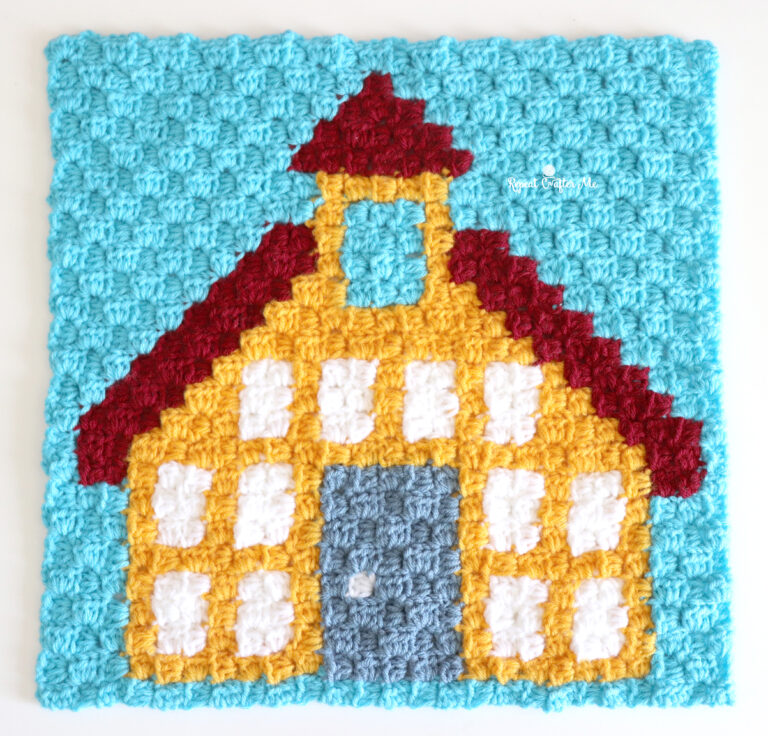 School House – House Blanket CAL Square 8 - Repeat Crafter Me