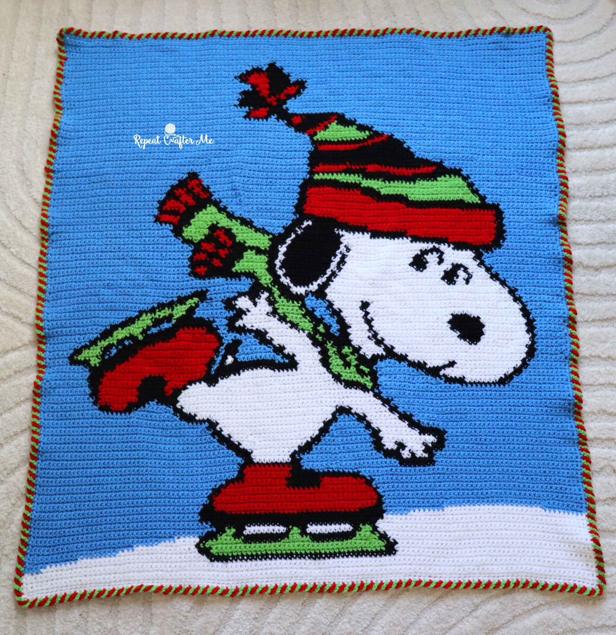 Snoopy on Ice Crochet Blanket - Repeat Crafter Me