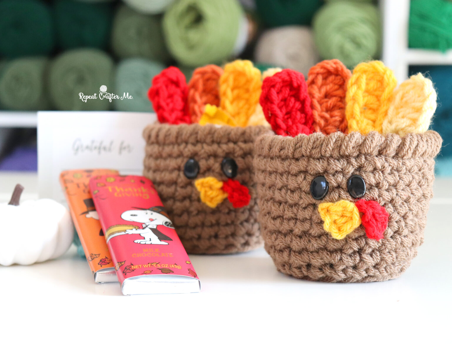 Crochet Turkey Treat Cups - Repeat Crafter Me