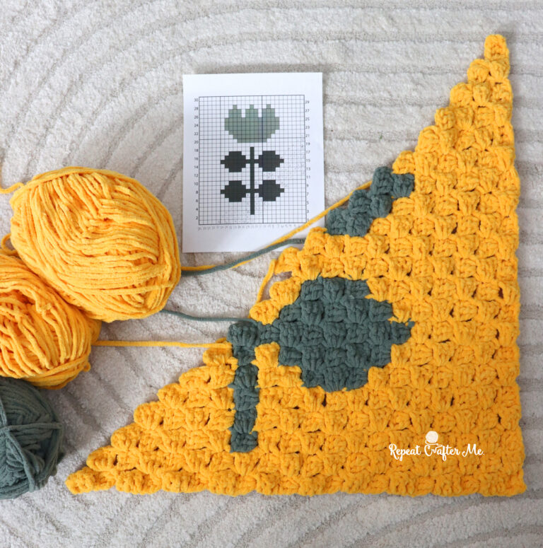 Easy C2C Crochet Tulip Flower Blanket - Repeat Crafter Me